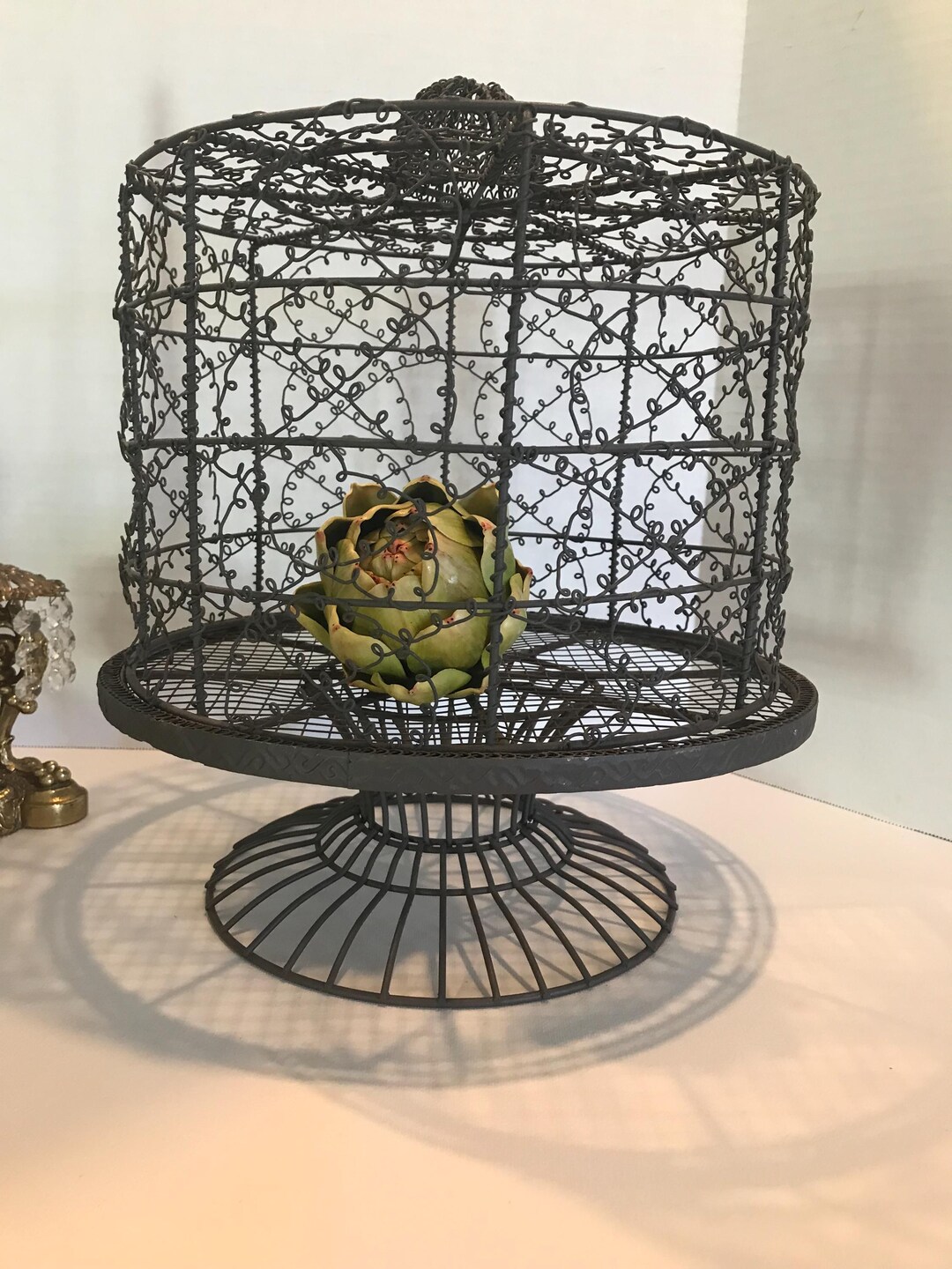 Vintage Wrapped Wire Cake Stand and Dome Cover, Rustic Wire Kitchen ...