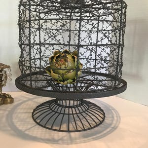 Vintage Wrapped Wire Cake Stand and Dome Cover, Rustic Wire Kitchen ...