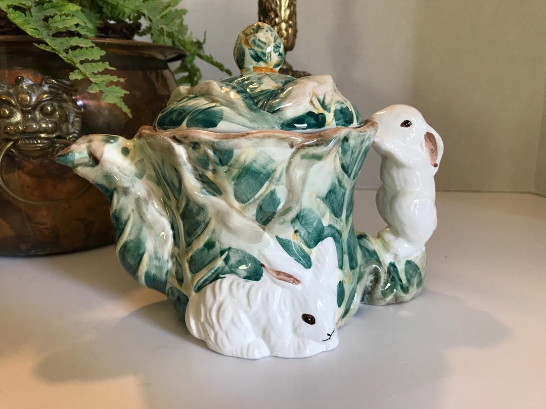 Vintage Ceramic Figural Teapot, Vintage Ceramic Lettuceware Bunny ...