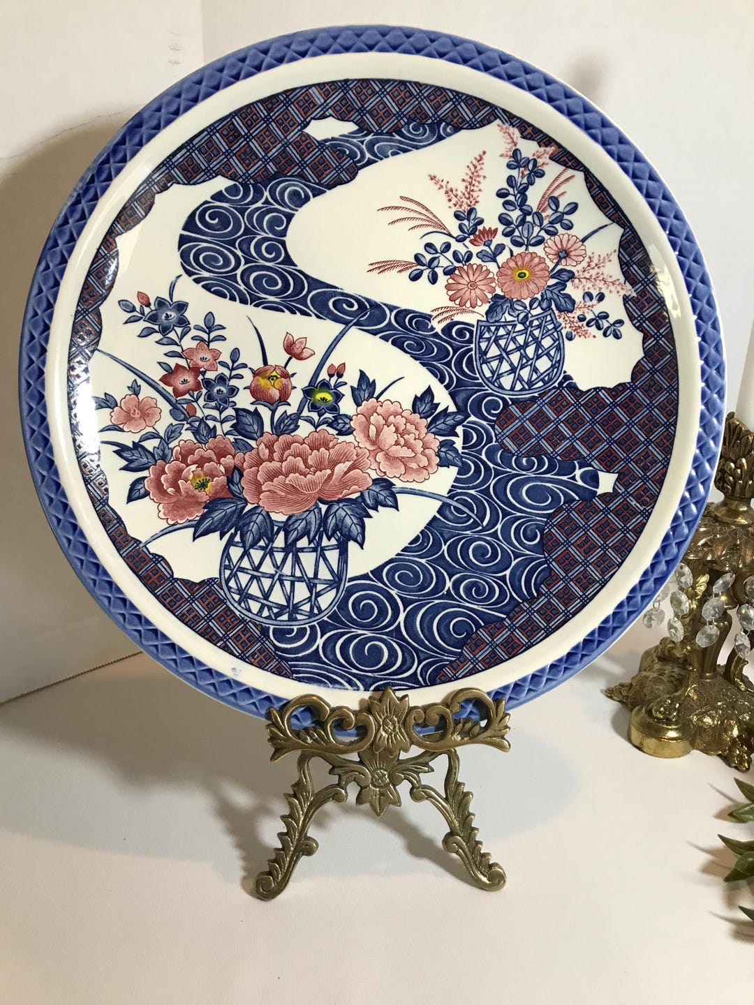 Vintage Japanese Porcelain Decorative Large Plate, Vintage Japanese ...