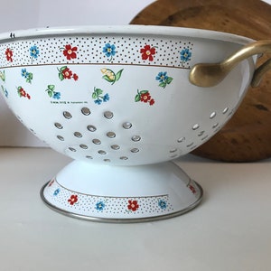 Vintage 1970s White Enamel Colander Strainer, M. Kamenstein White ...