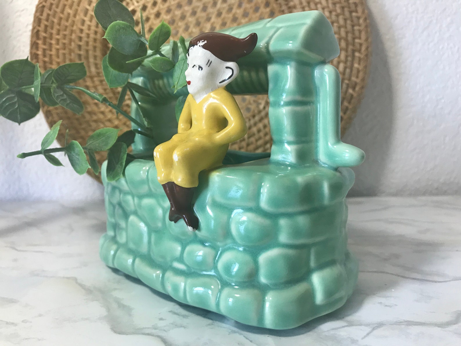 Vintage 1940s Pottery Ceramic Elf Green Wall Planter Vintage - Etsy