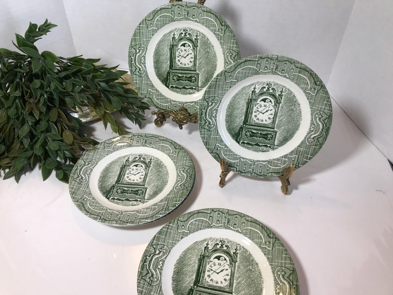 Vintage the Old Curiosity Shop Green Transferware Small 6.5" Plates ...