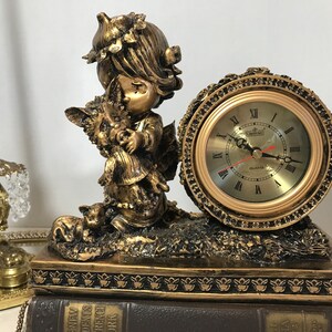 Hollywood Regency Lisheng Mantel Clock, Vintage 60s Gold Mantel Clock ...