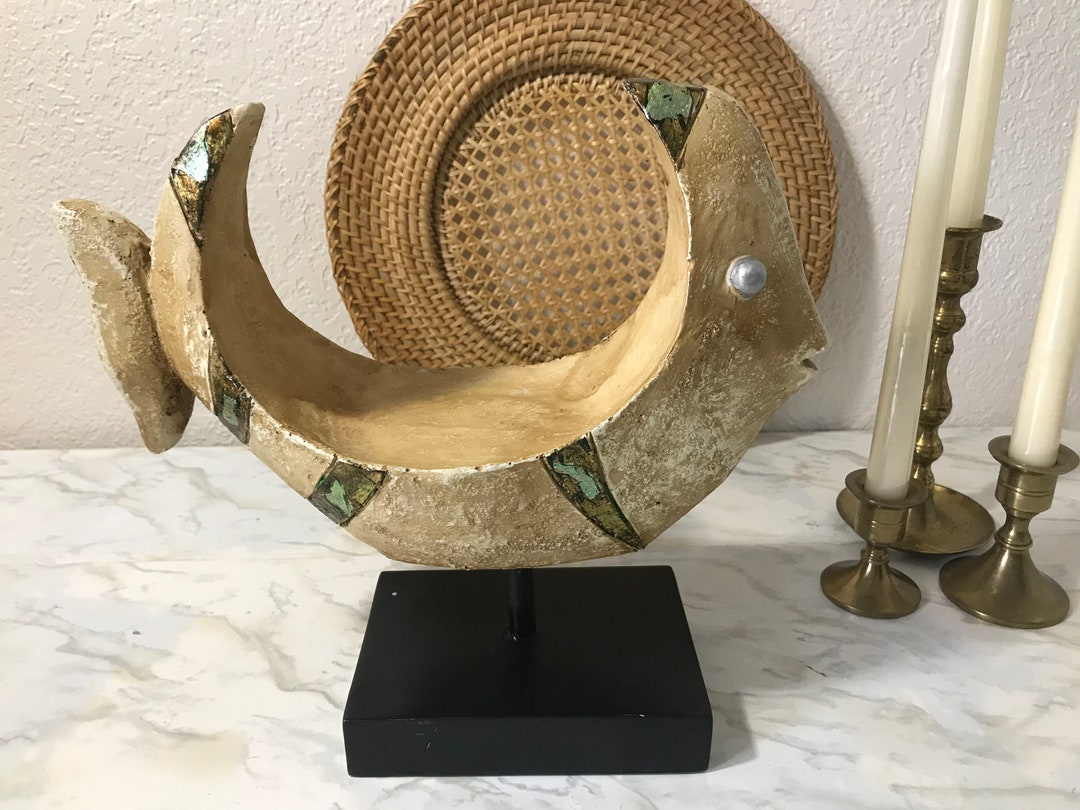 Vintage Modernist Fish Statue, Fish Sculpture Gallery Style, Seaside ...