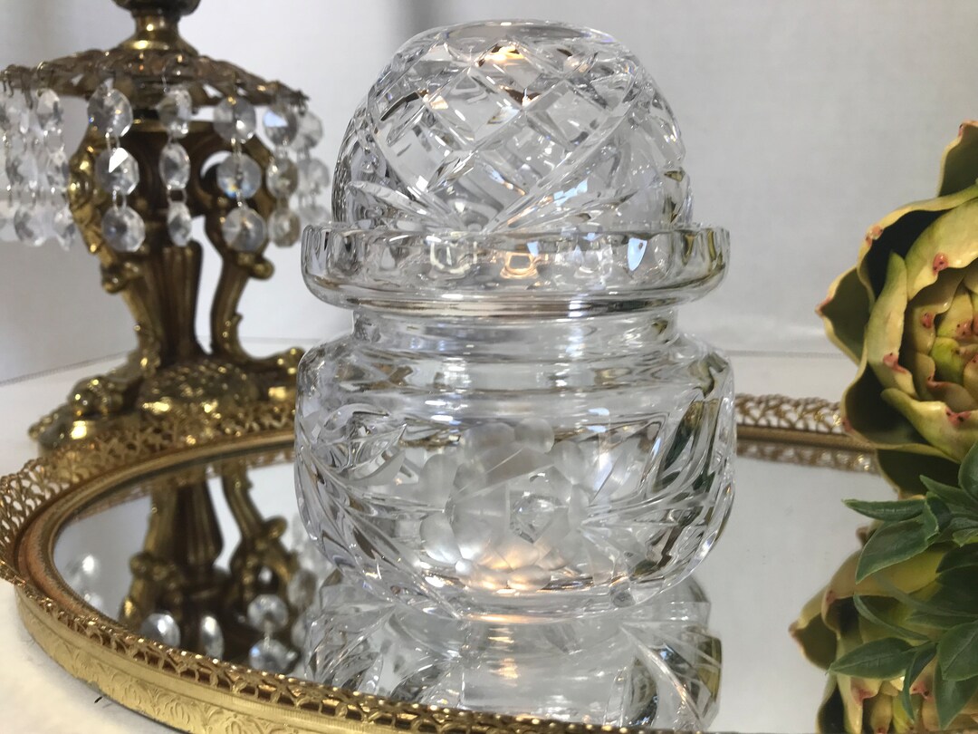 Vintage Crystal Covered Jam Jar, Cut Crystal Covered Sugar Bowl With ...