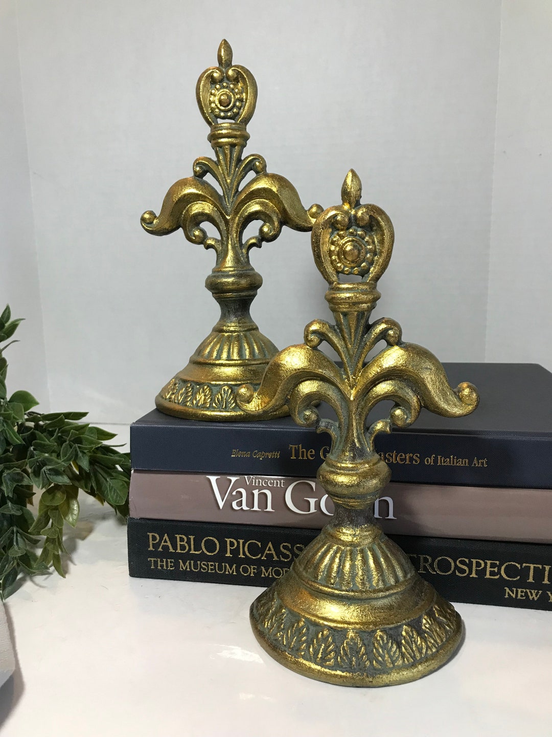 Vintage Cast Iron Bookends, Vintage Gold Painted Cast Iron Bookends ...