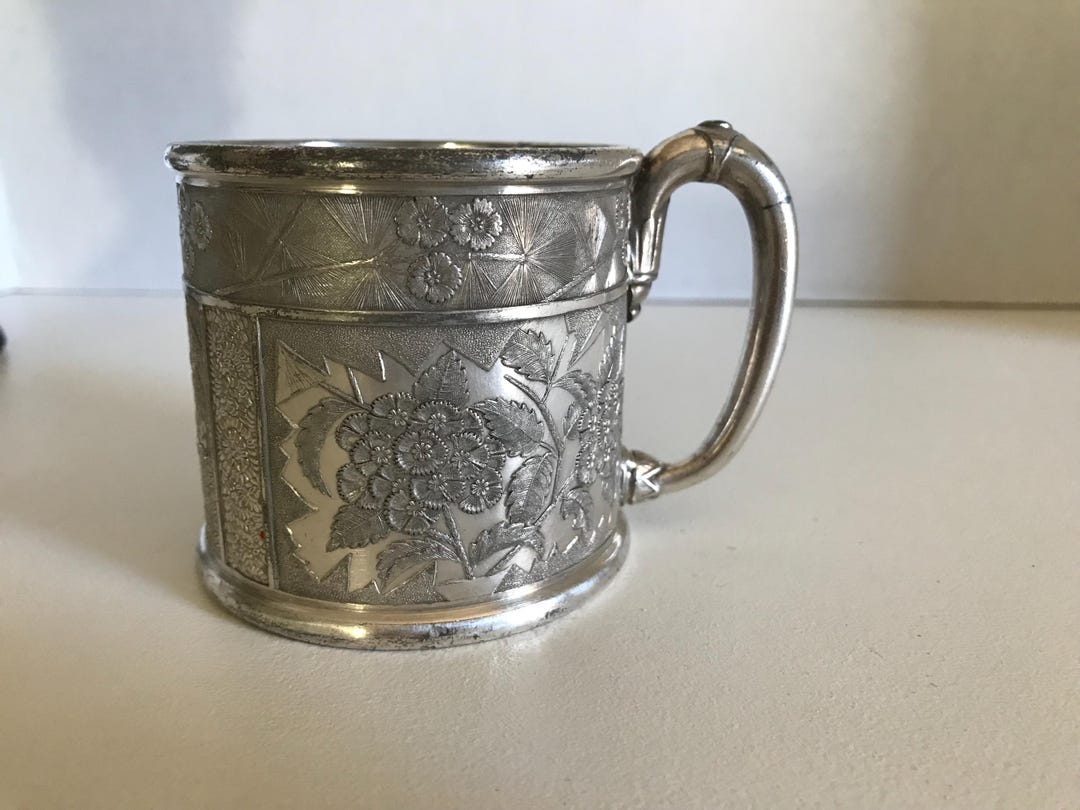 Vintage Tarnished Silver Cup With Handle, Vintage Silverplate Cup ...