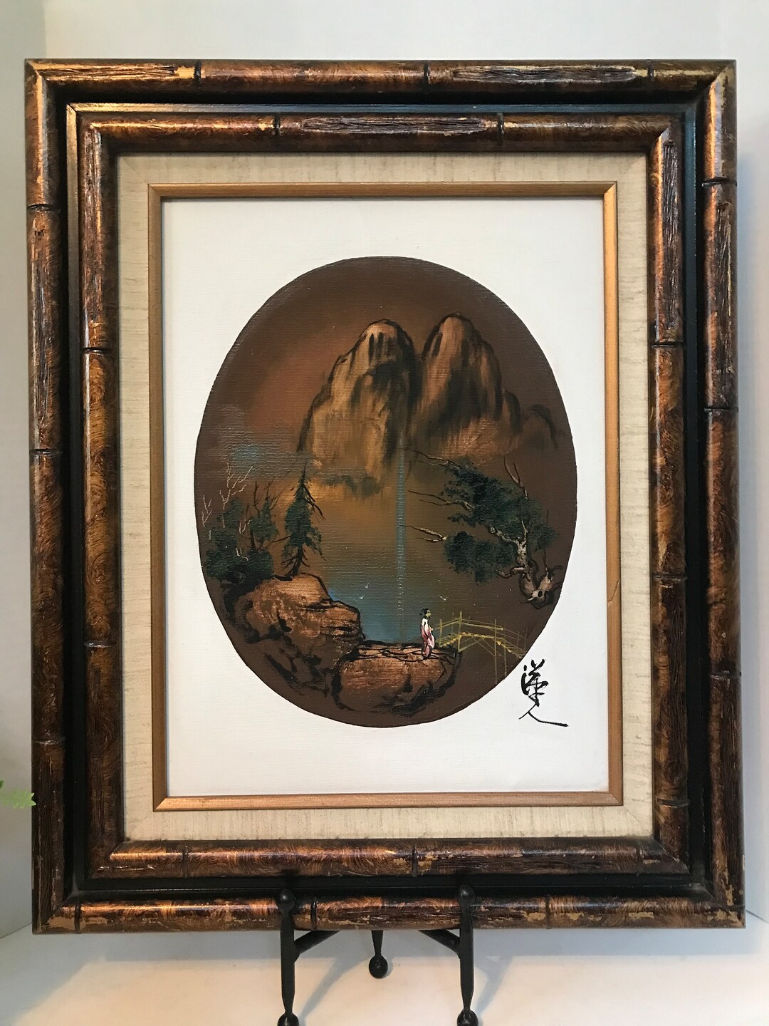 Vintage Mid Century Asian Art, Asian Original Oil Painting, Artist ...