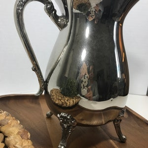 Vintage Silver Water Pitcher, Vtg Silverplate Footed Pitcher, Elegant ...