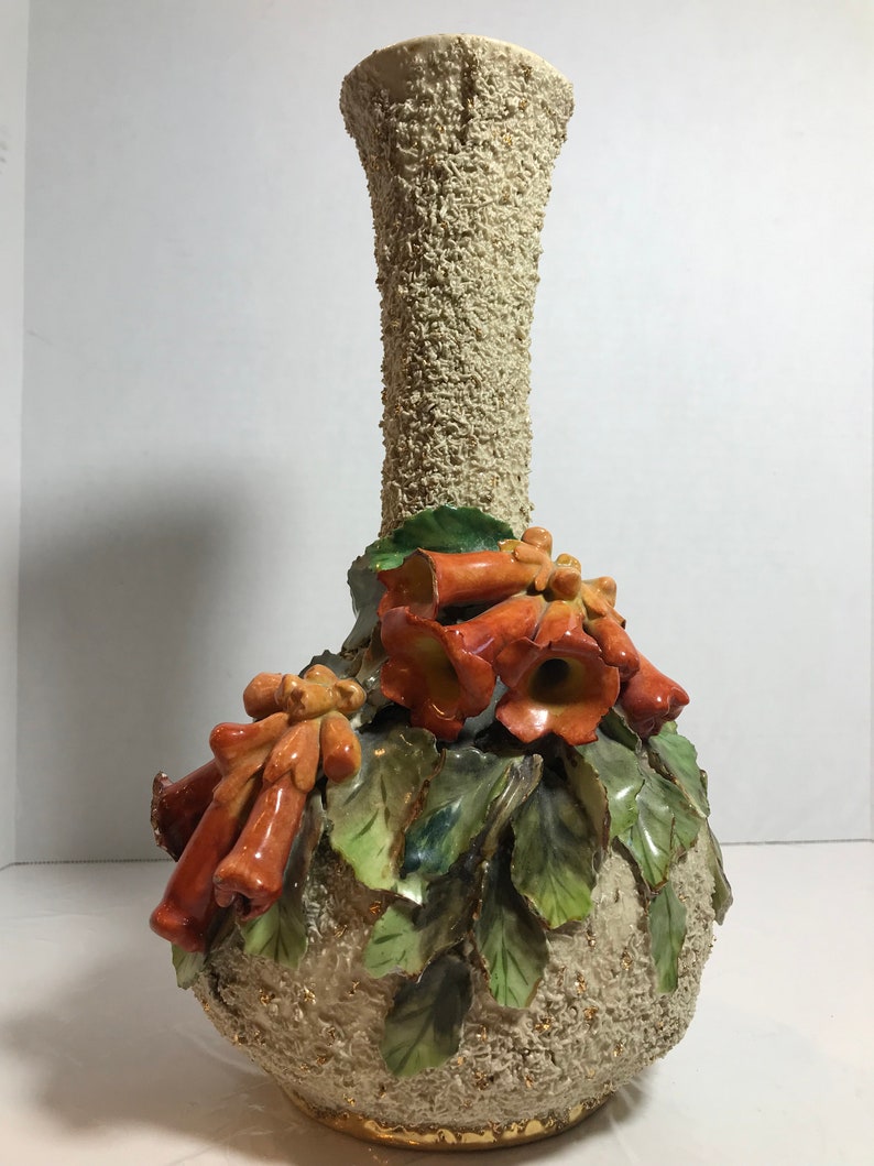 Vintage Large Popcorn Ceramic Vase, Large Mid Century Textured Popcorn ...