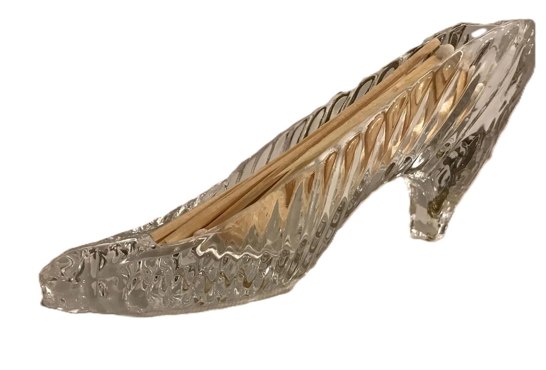 Vintage Fenton Style Glass Shoe, Vintage Ribbed Glass Slipper, Vintage ...