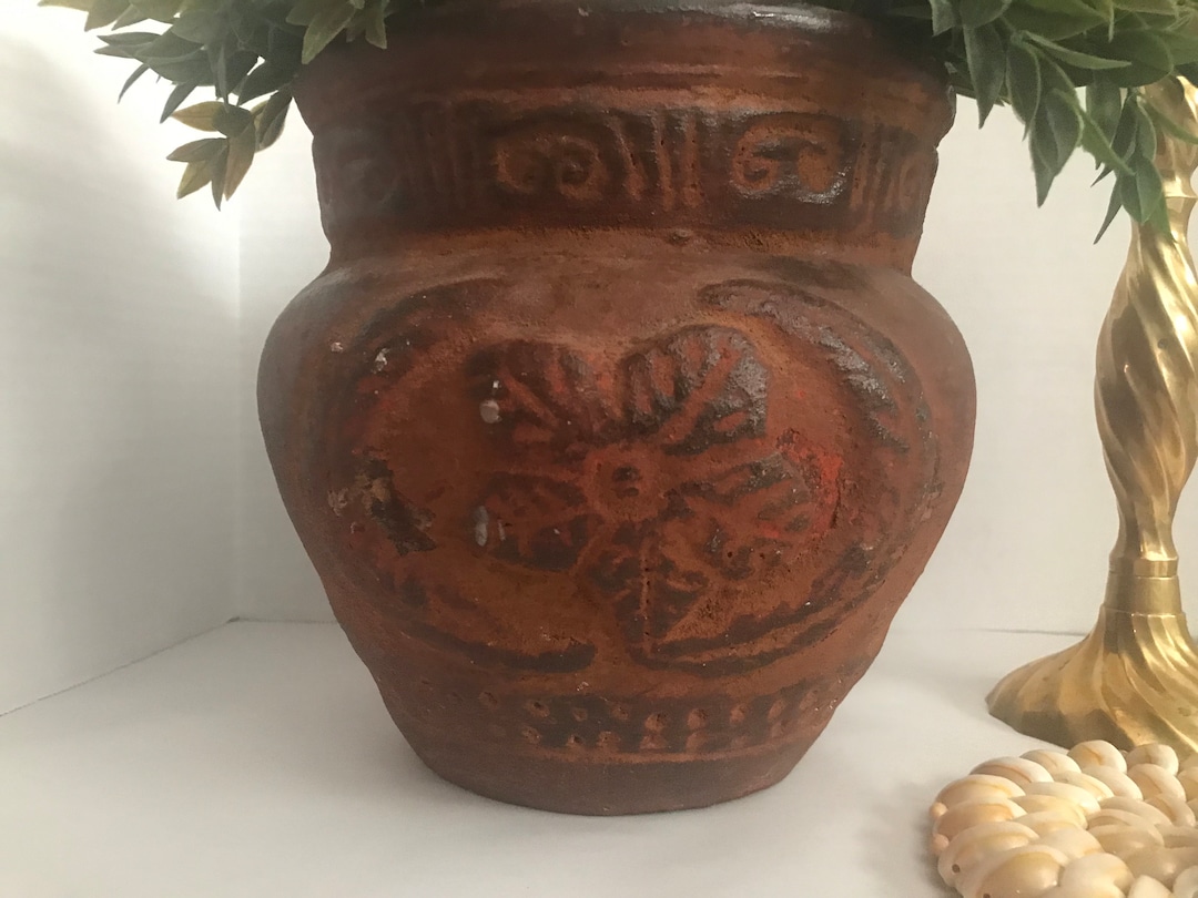Vintage Red Clay Pottery Planter, Antique Terracotta Rustic Pottery ...