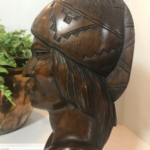 Vintage Wooden Man Bust Statue, 14" Hand Carved Wooden Man on Base, Vtg ...