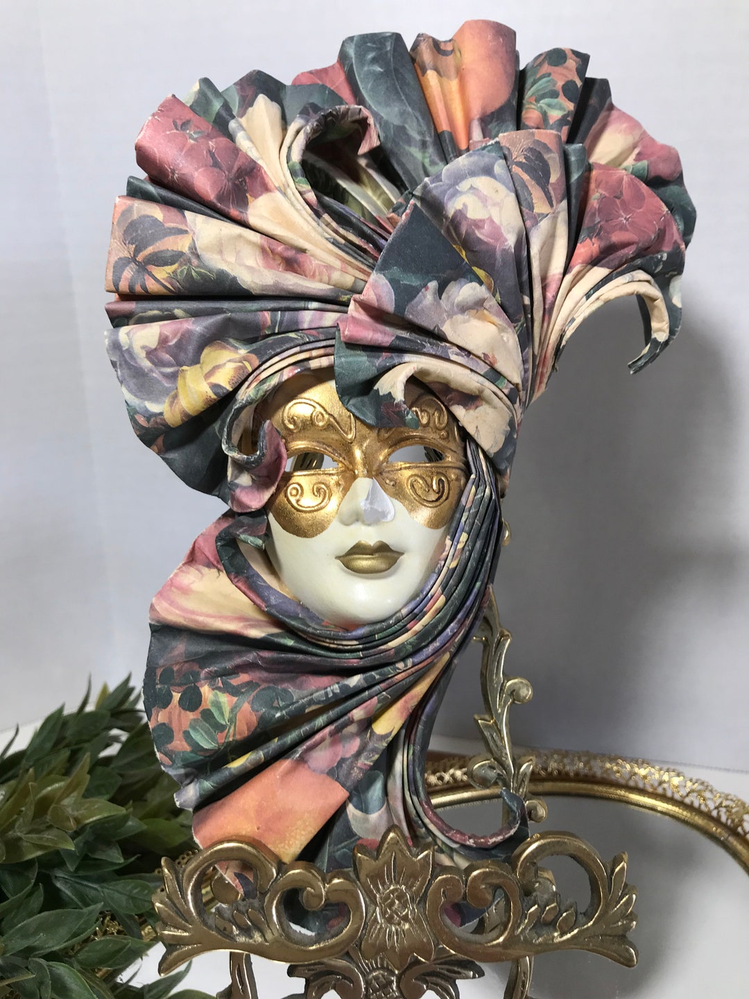 Vintage Ceramic and Paper Wall Mask, Vintage 80s Mask Wall Decor ...