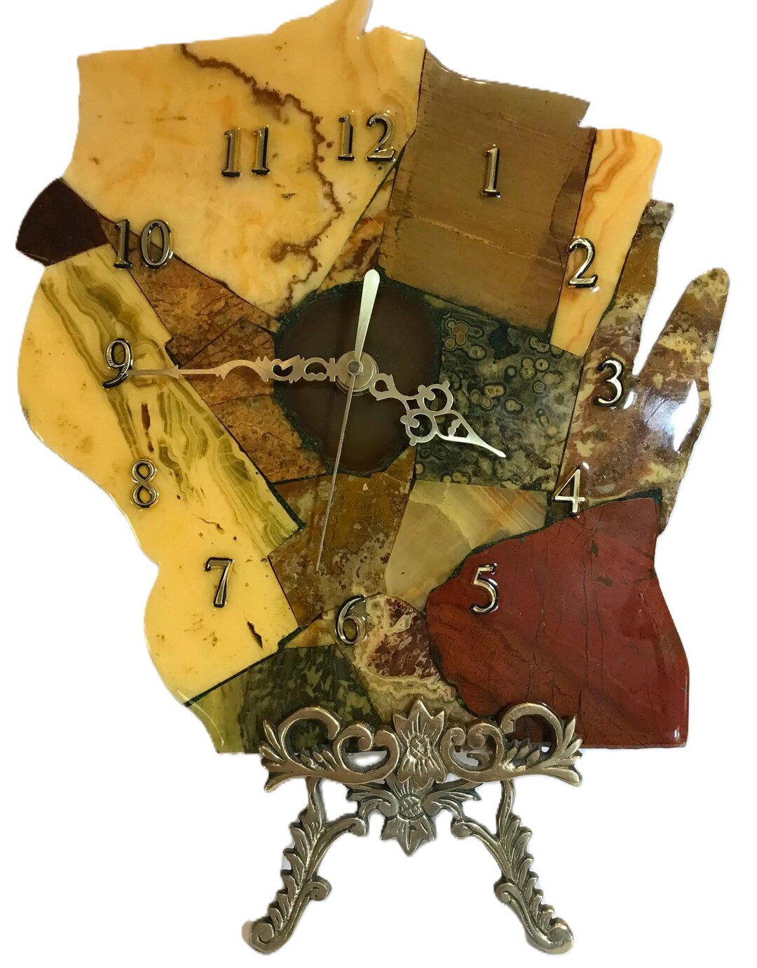 Vintage Handmade Stone Clock, Vintage Slab Style Stone and Resin Wall ...