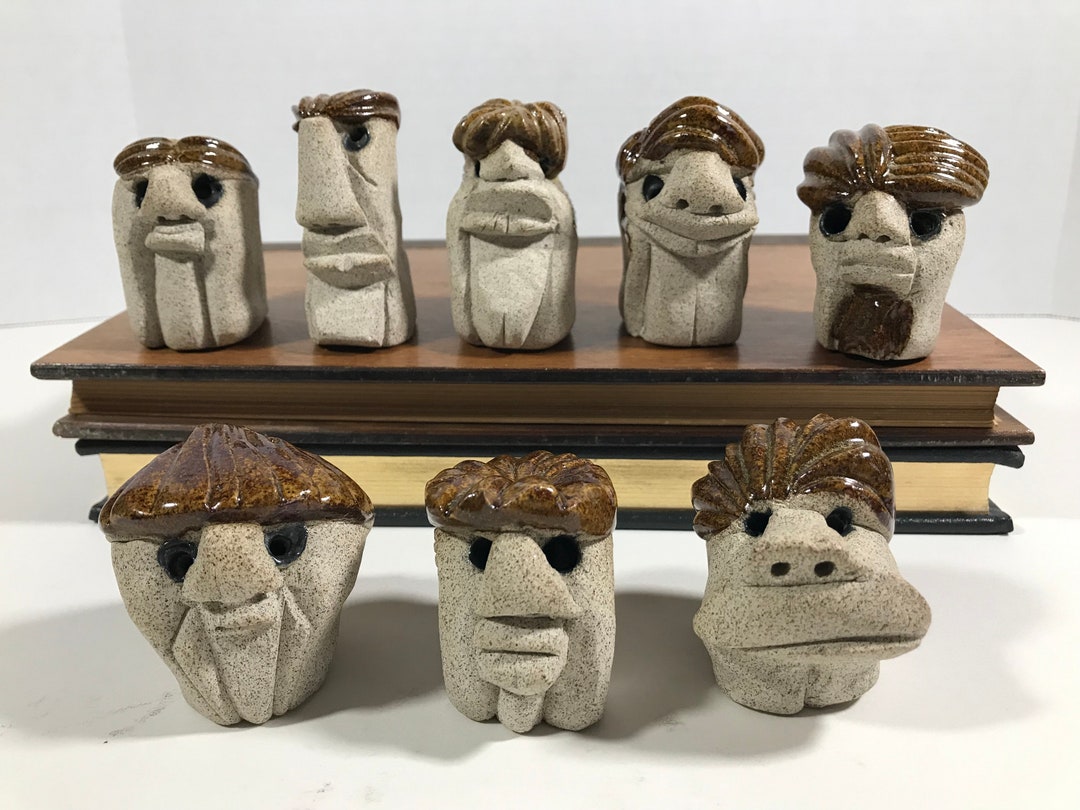 Ceramic Pottery Stoneware Head Collection, Unique Easter Island Style ...