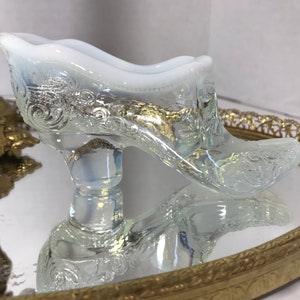 Vintage Fenton Style Glass Shoe, Vintage Milk Glass Slipper, Vintage ...
