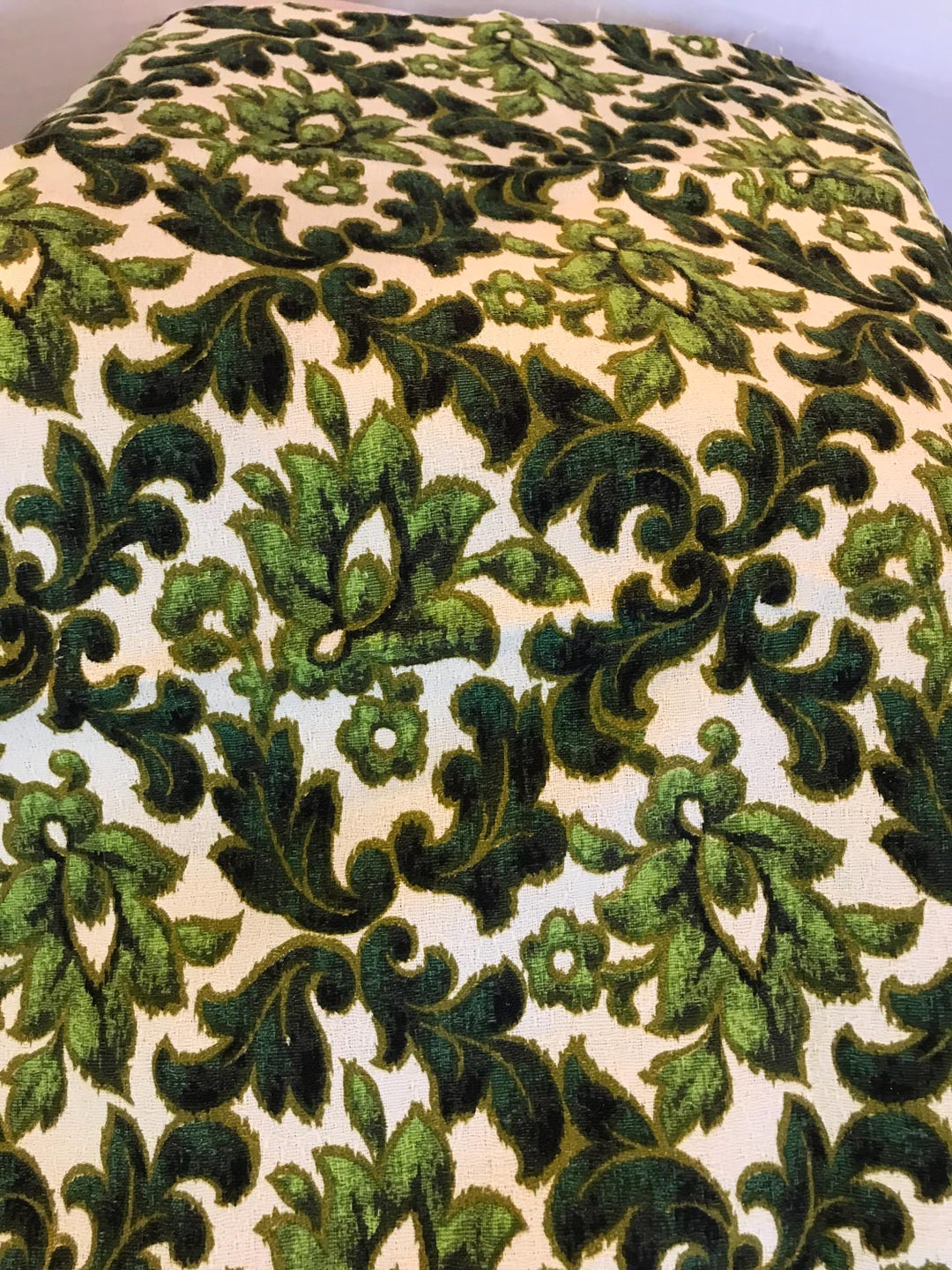 Vintage Vibrant Green Lattice Print Fabric Remnant, Retro Green Lattice ...