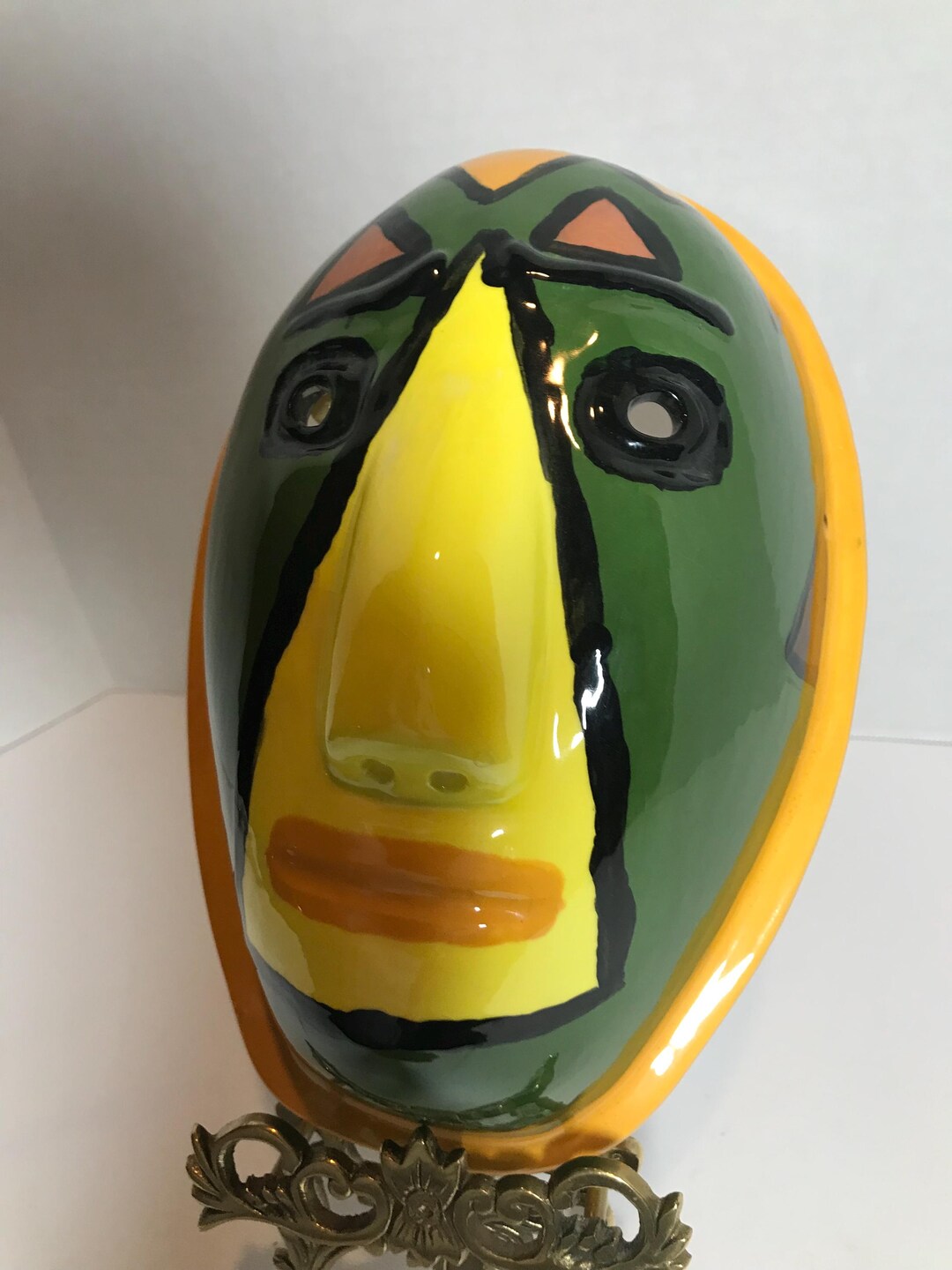 Vintage Ceramic Wall Mask, Signed, Vintage Modern 3 Dimensional Wall ...