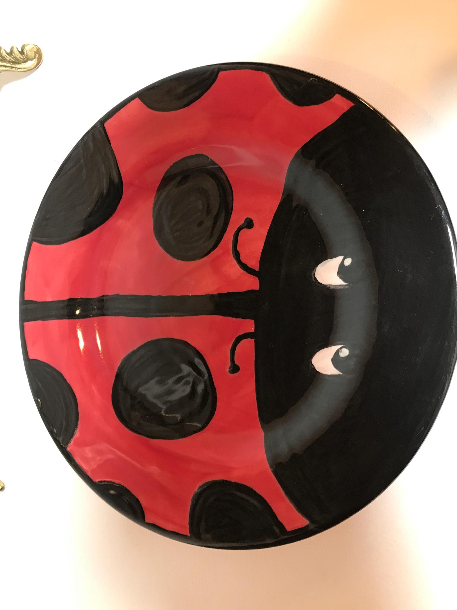 Vintage Hand Painted Ceramic Red and Black Ladybug Decorative Plate 8.5 ...
