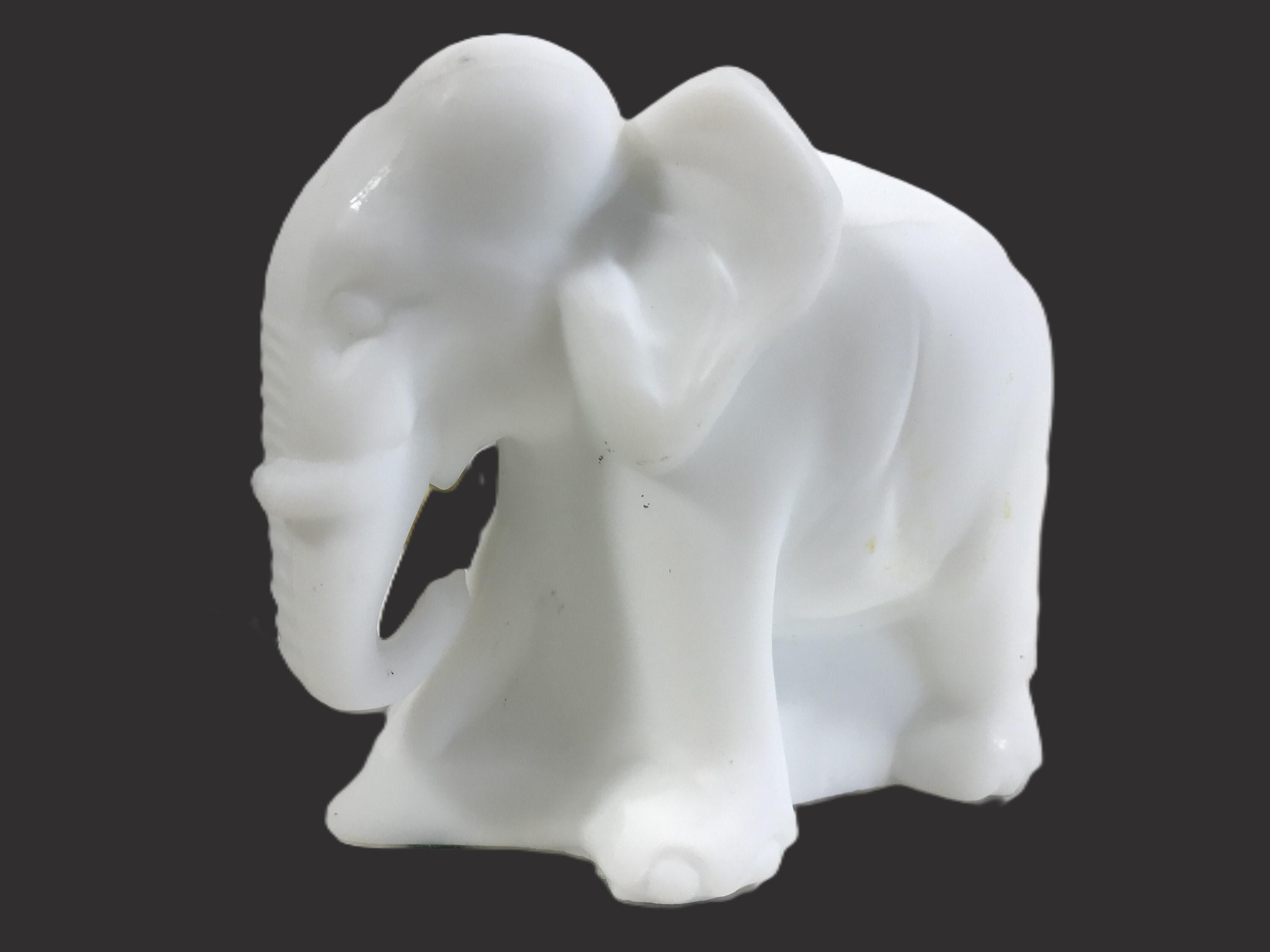 Vintage Rare Fenton 1970s White Satin Glass Working Elephant Figurine ...