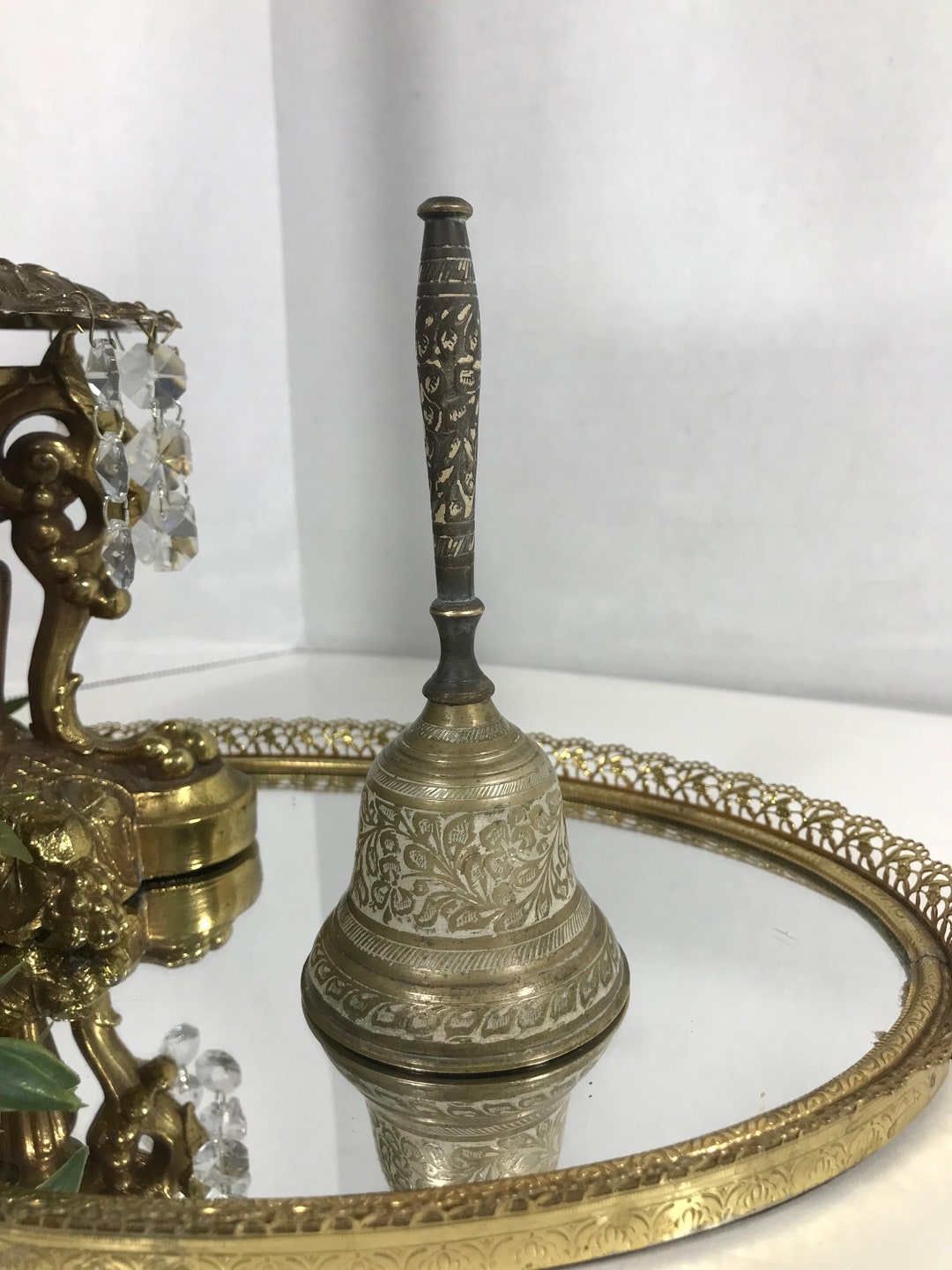 Vintage Brass Engraved Bell, Vtg Brass Bell Shelf Sitter, Brass Captain ...