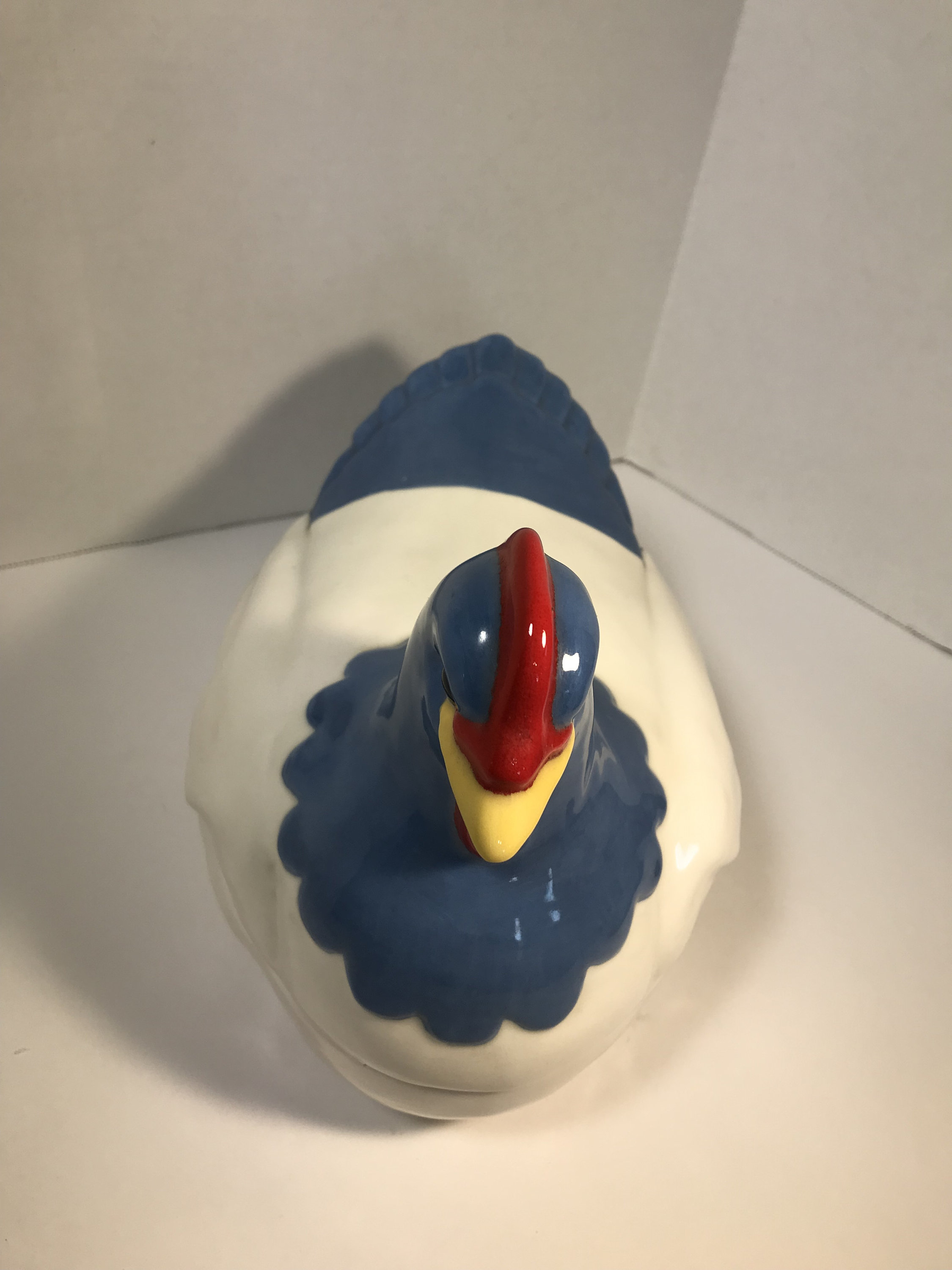 Vintage White Ceramic Rooster Cookie Biscuit Jar With Blue | Etsy