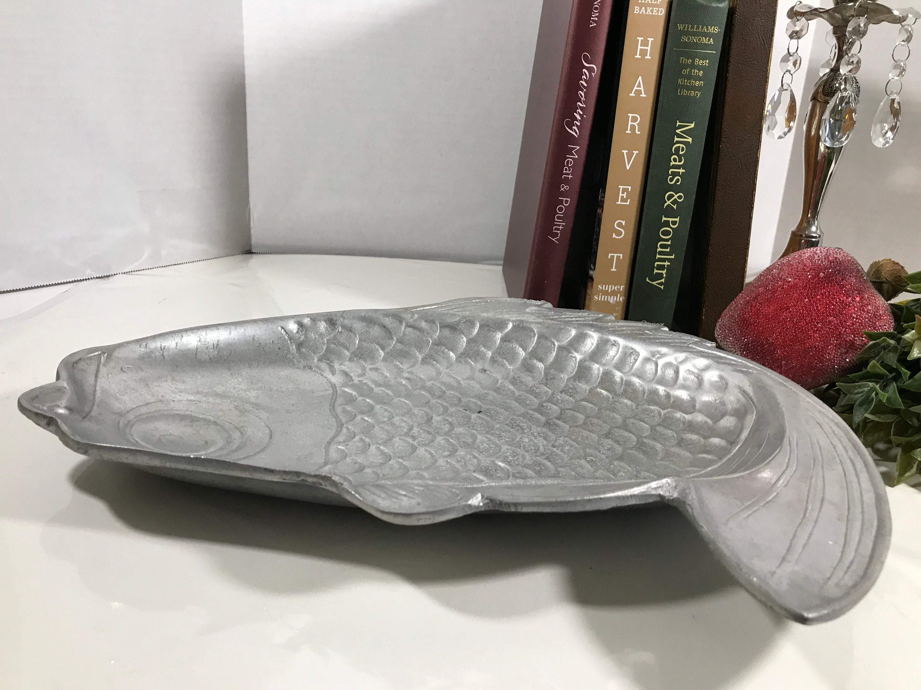 Vintage Pewter Fish Platter, Pewter Serving Platter, Decorative Pewter ...