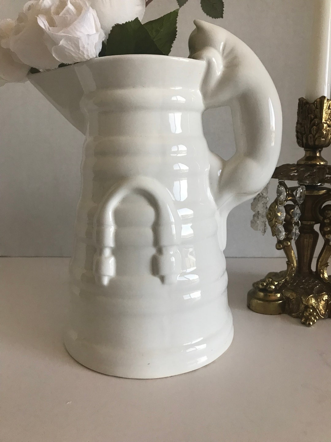Vintage Lillian Vernon Cat Pitcher, Lillian Vernon White Ceramic Kitty ...