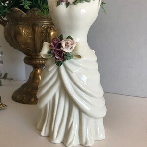 Vintage Ceramic White Dress Vase, White Vase in Shape of Dress With ...