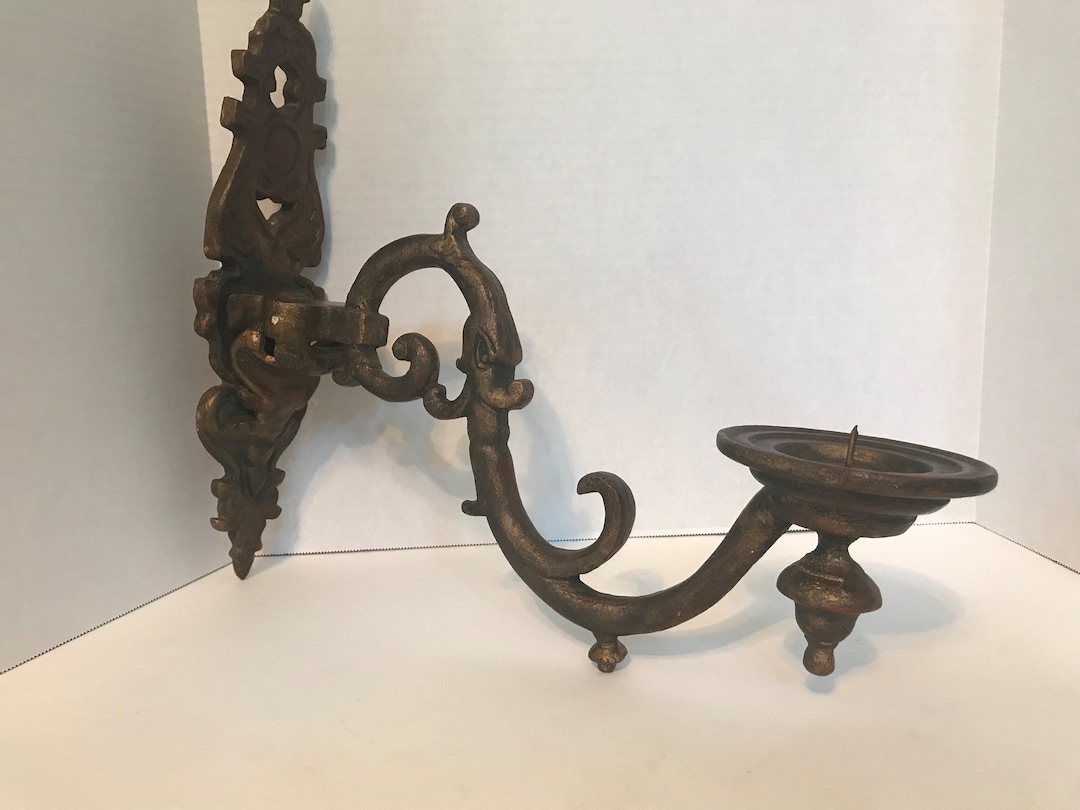 Vintage Large Wall Sconce, Vintage Metal Wall Candle Sconce, Large ...