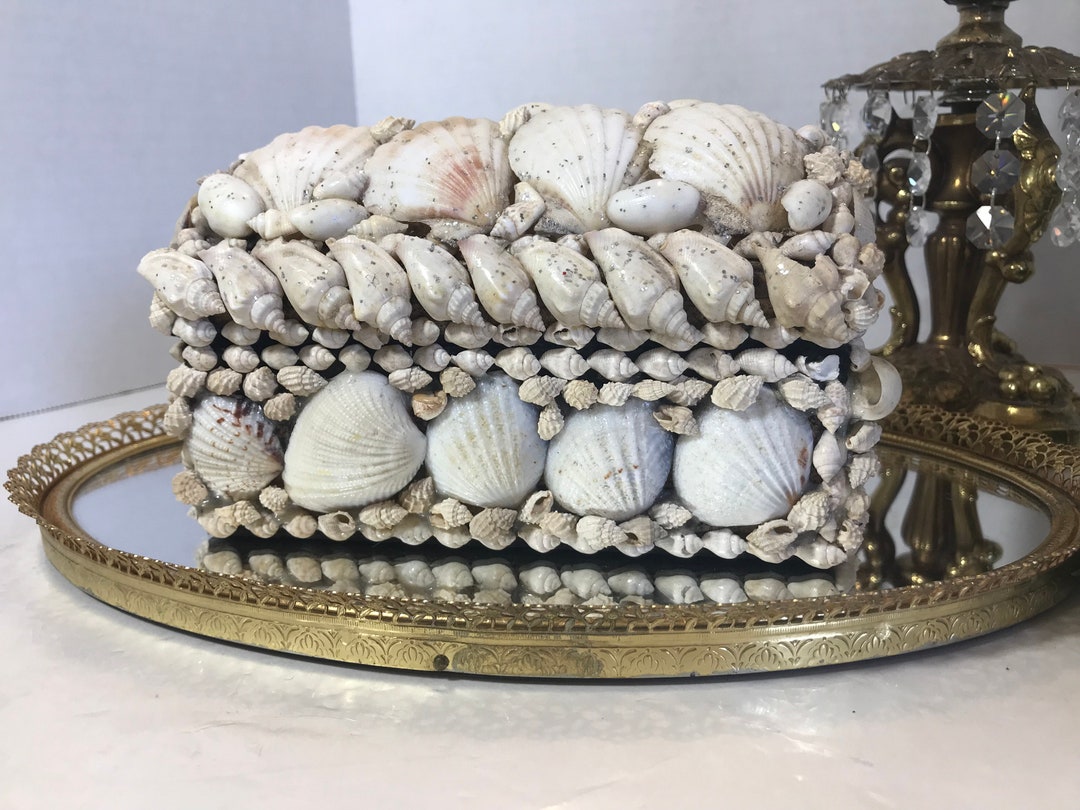 Vintage Shell Trinket Box, Seashell Domed Top Trinket Box, Handmade ...
