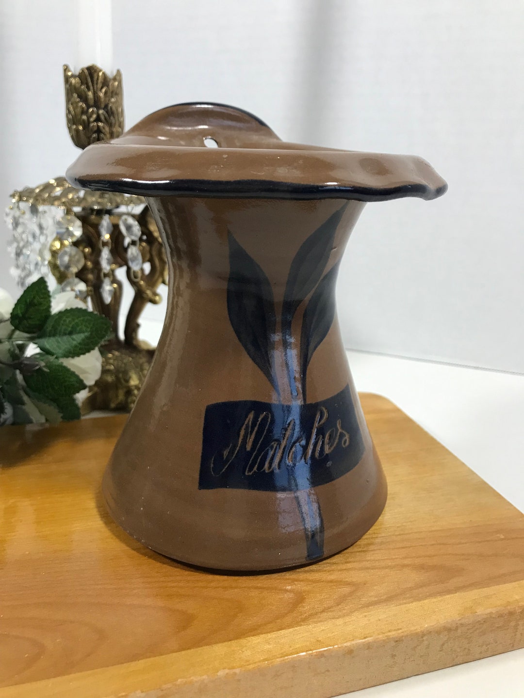 Vintage Art Pottery Match Stick Holder, Vintage Ceramic Match Holder ...