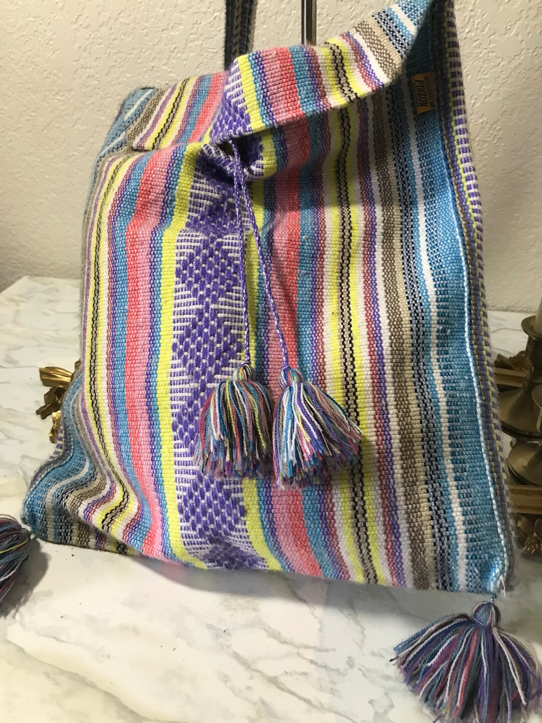 Artisanias Mr. Pinzon Beachy Woven Fabric Colorful Striped Bag, Purse ...