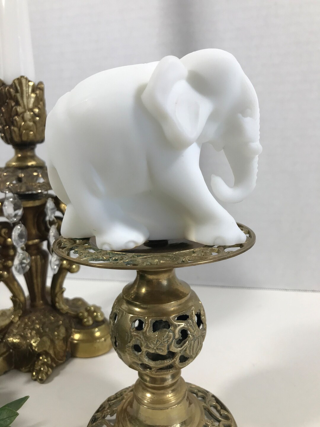 Vintage Rare Fenton 1970s White Satin Glass Working Elephant Figurine ...