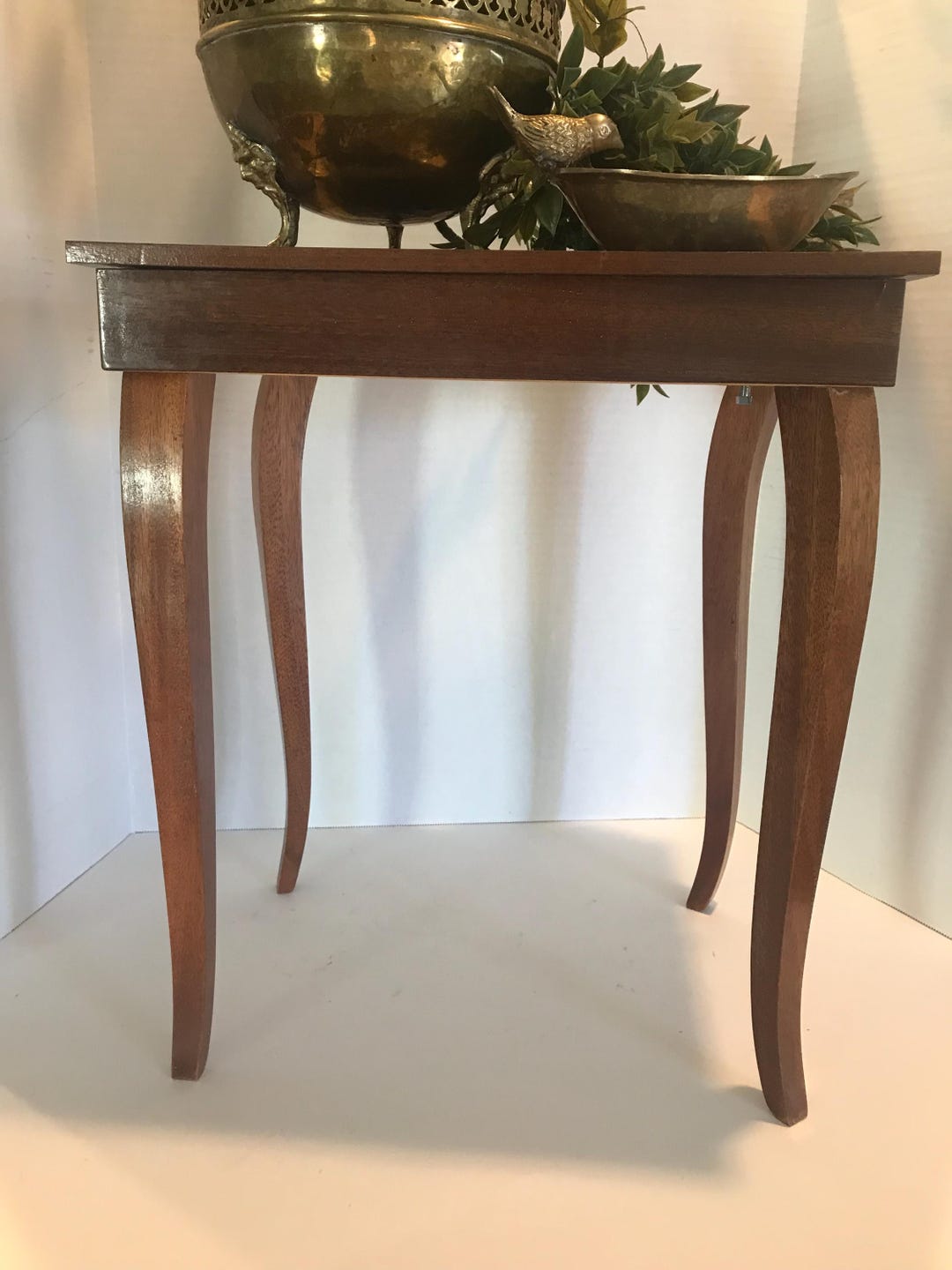 Vintage Mid Century Italian Musical Table With Wood Inlay, Vintage Wood ...