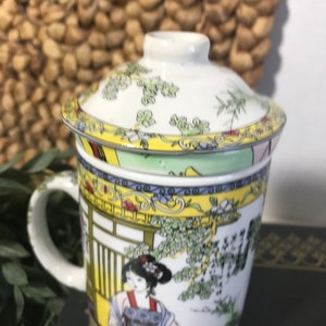 Asian Inspired White Teacup Set, Ceramic Porcelain Tea Cup, Stainer and ...