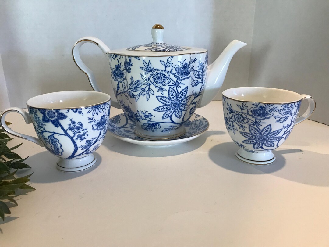 Grace Blue and White Transferware Tea Set, Blue and White Toile ...