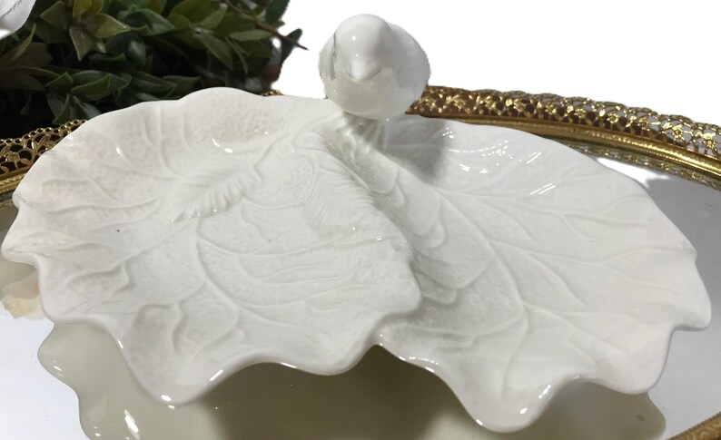 Winter White Lattice and Birds Porcelain Trinket Dish, Grace Fine ...