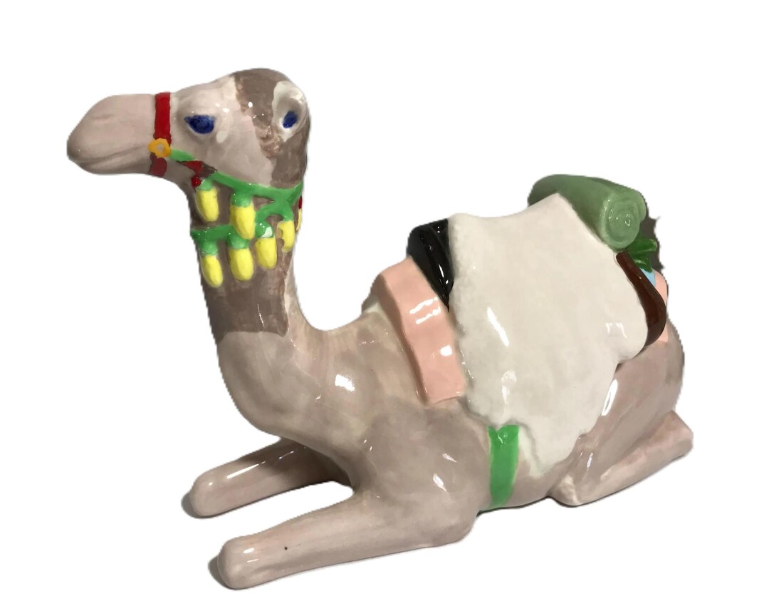 Vintage Ceramic Hand Painted Camel Statue, Vintage Colorful Hand ...