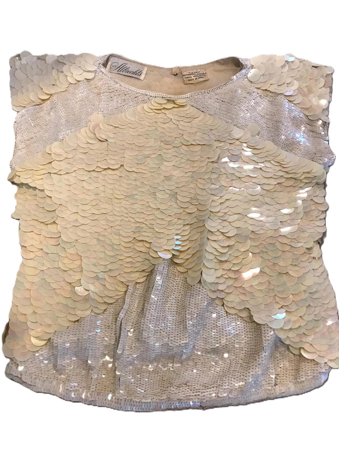 Vintage 1960s Albrechts Sequin Top, Size S, Vintage 60s Iridescent ...