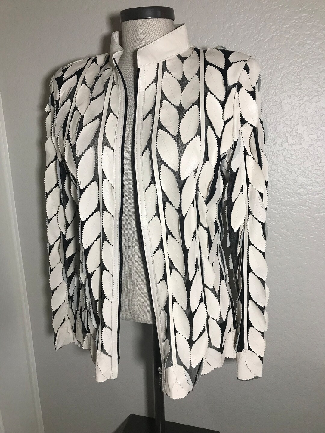 Dakota West Leather Cut Out Leaf Jacket off White Leather - Etsy