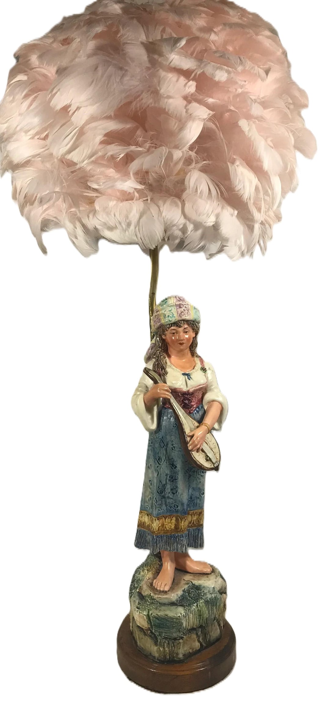 Vintage Ceramic Lamp – Gypsy Lady Figurine, Renaissance Peasant Woman ...