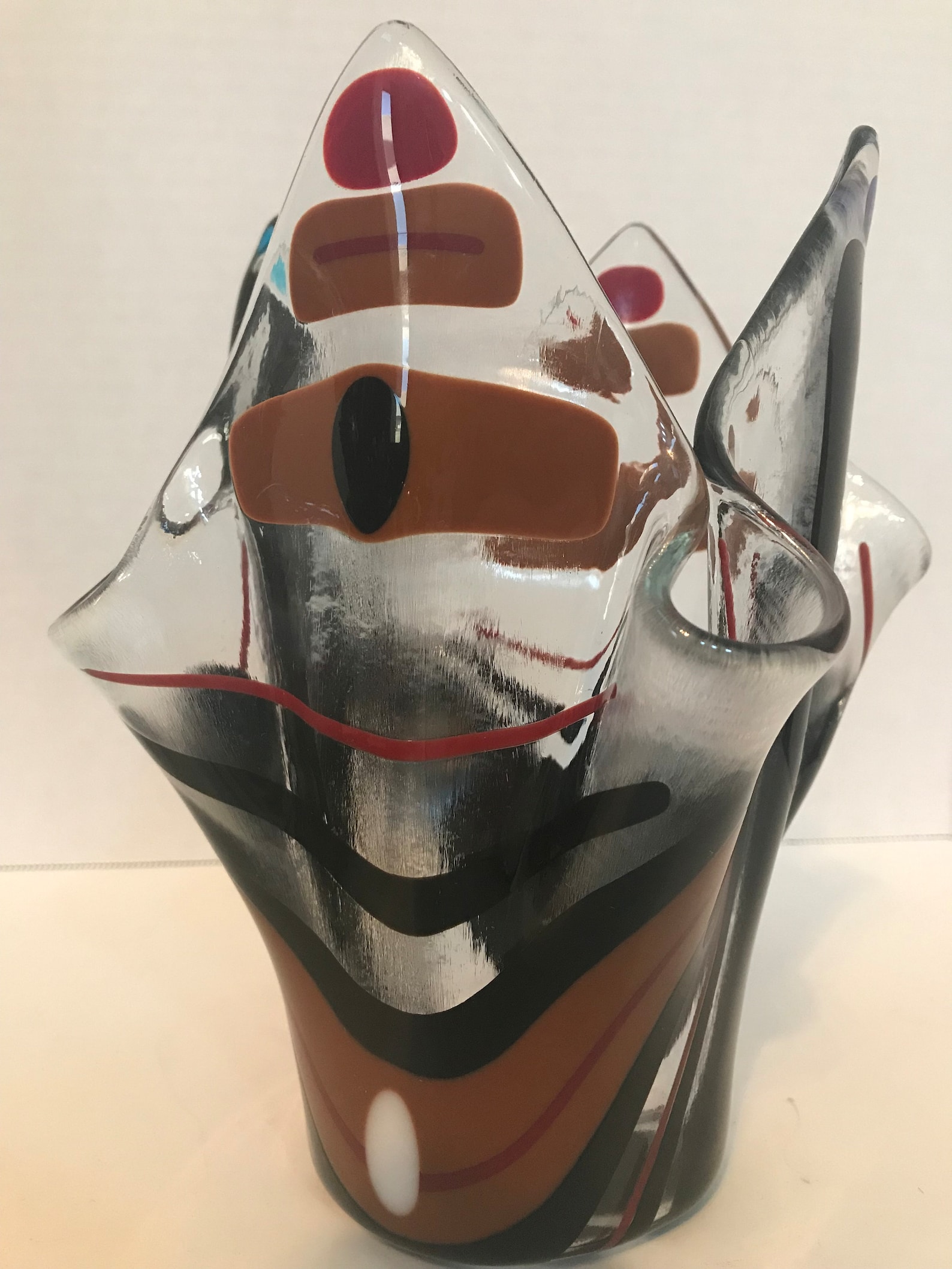 Glass Modern Vase, Abstract Glass Vase, Fused Glass Abstract Vase ...