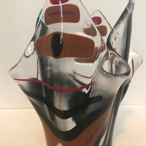 Glass Modern Vase, Abstract Glass Vase, Fused Glass Abstract Vase ...