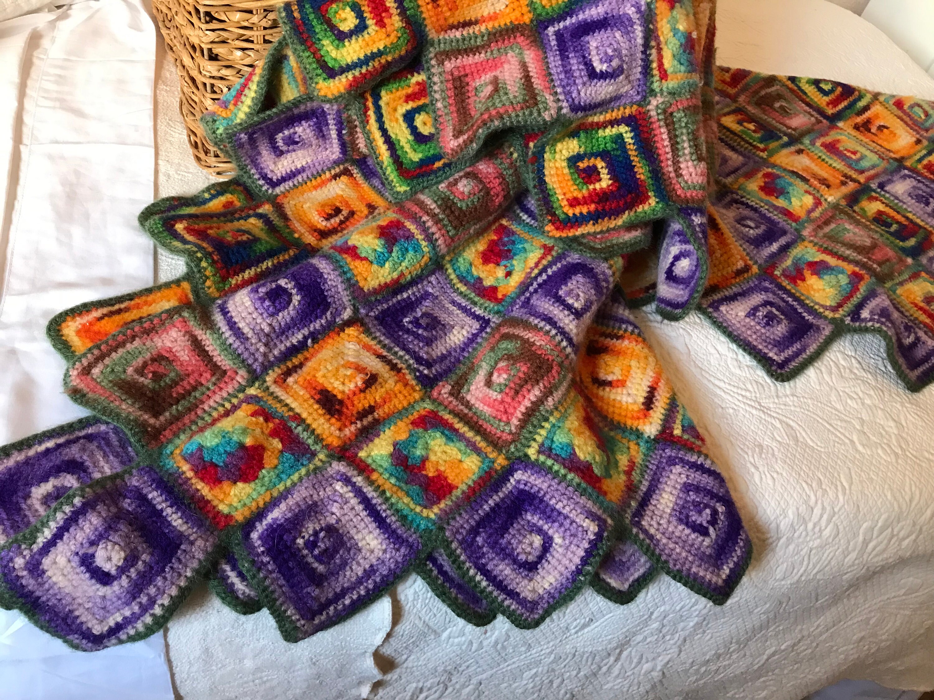 Vintage Handmade Knit Afghan 1970s Boho - munimoro.gob.pe