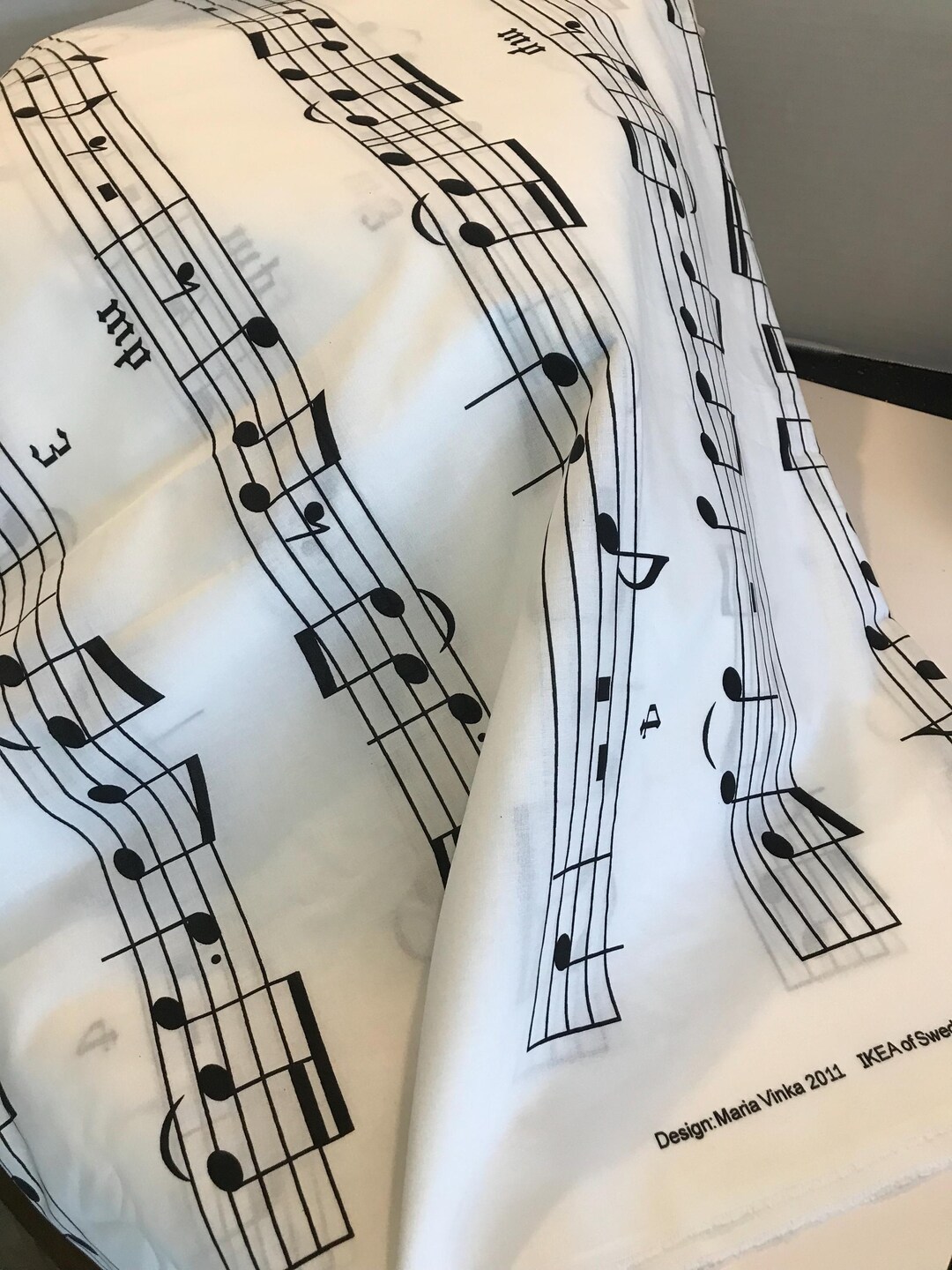 Vintage Maria Vinka Printed Sheet Music Fabric, Vintage Ikea Sweden ...