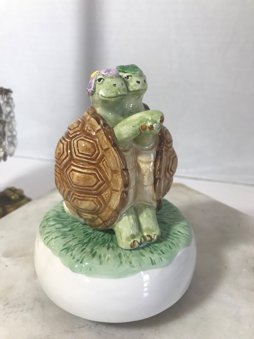 Vintage Otagiri Dancing Turtles Figurine, Vtg Waltzing Turtles Musical ...