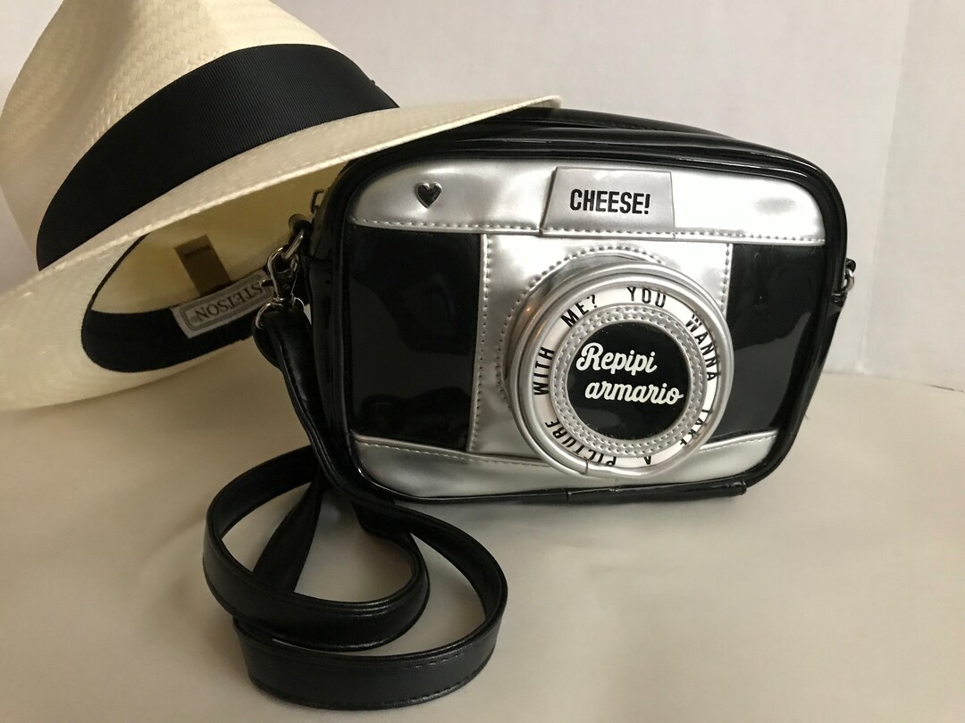Vintage Repipi Armario Black Patent Leather Camera Purse Handbag, You Wanna Take a Picture With ...